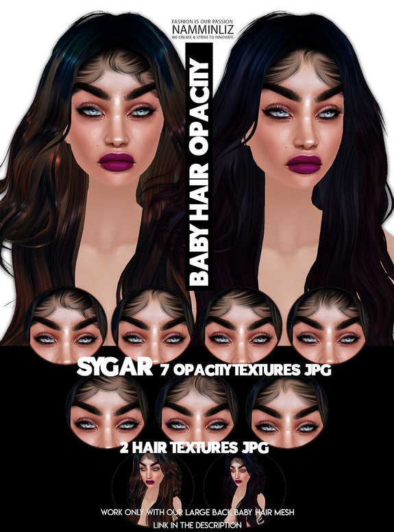 Sygar 7 Opacity & 2 Textures Hair JPG (Work only with our large ...