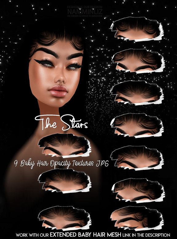 The Stars 9 Baby Hair Opacity Textures JPG (Work only with our EXTENDED ...