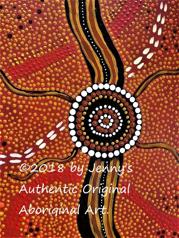 Authentic ABORIGINAL oil on canvas print DESERT WALKABOUT Limited Edition - authenticaboriginal.