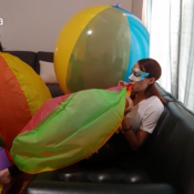 Blowing up beachballs - julielooner. In this video Ary and Mya blow by mouth 2 big 48 inches