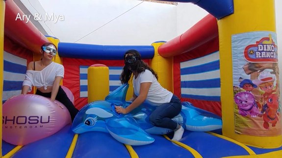 Ary and Mya ride inflatables in the inflatable castle!! - julielooner ...