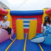 Ary and Mya ride inflatables in the inflatable castle!! - julielooner ...