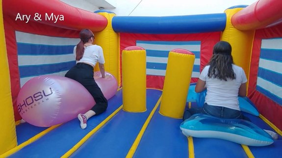 Ary and Mya ride inflatables in the inflatable castle!! - julielooner ...