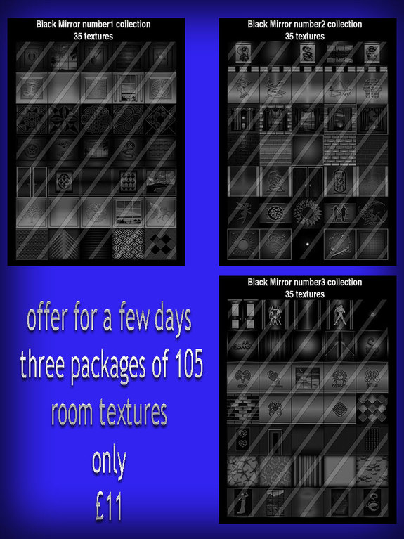 Black Mirror collectionthree packages of 105 room texturesoffer for a ...