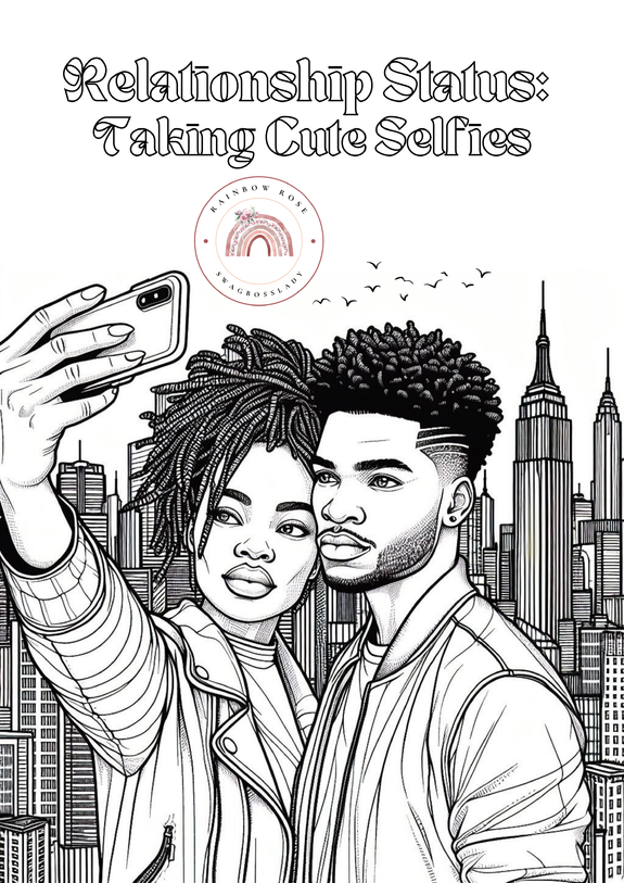 Date Night Bundle (Line Art) Coloring Pages - Rainbow Rose. Urban Love ...