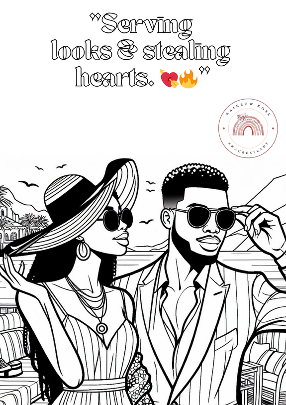 Date Night Bundle (Line Art) Coloring Pages - Rainbow Rose. Urban Love ...