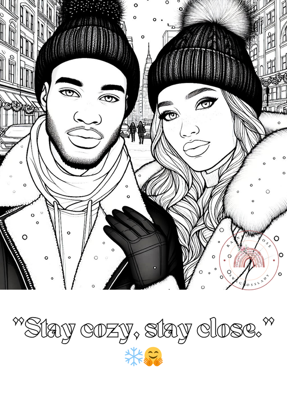 Date Night Bundle (Line Art) Coloring Pages - Rainbow Rose. Urban Love ...