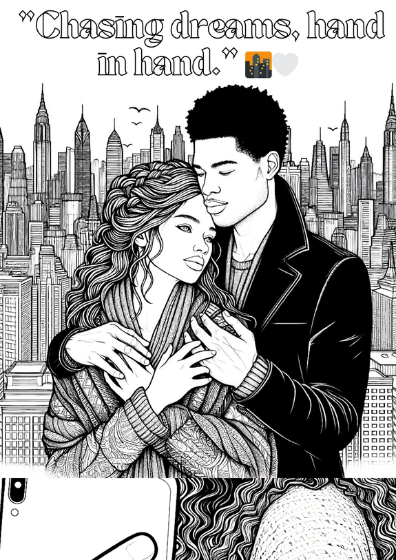 Date Night Bundle (Line Art) Coloring Pages - Rainbow Rose. Urban Love ...