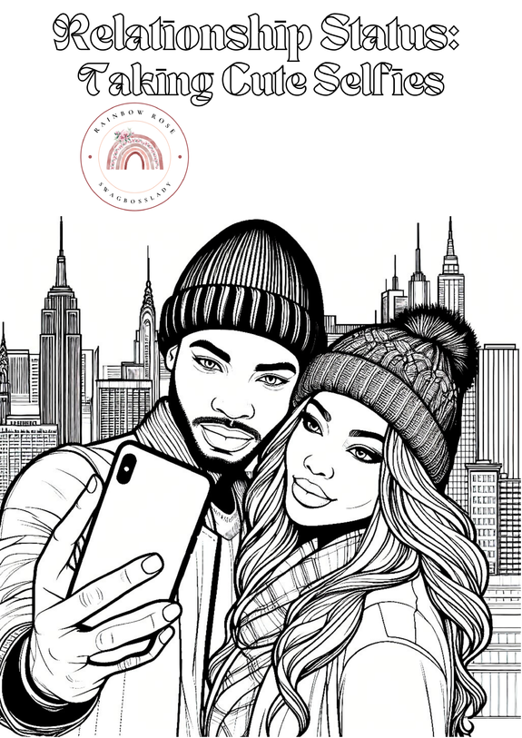 Date Night Bundle (Line Art) Coloring Pages - Rainbow Rose. Urban Love ...