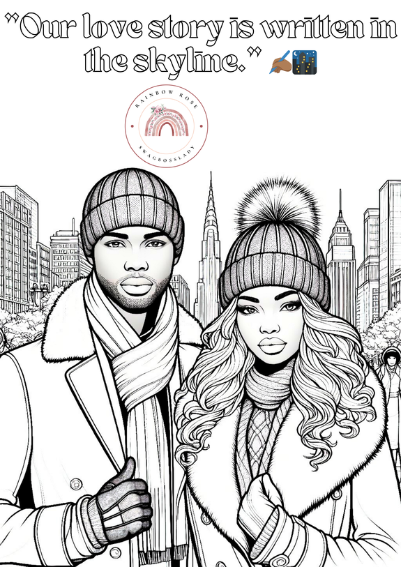 Date Night Bundle (Line Art) Coloring Pages - Rainbow Rose. Urban Love ...