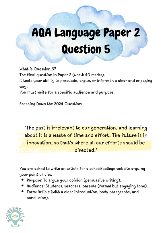 Mastering AQA GCSE English Language Paper 2, Question 5: The Ultimate Revision Guide - Innovacore